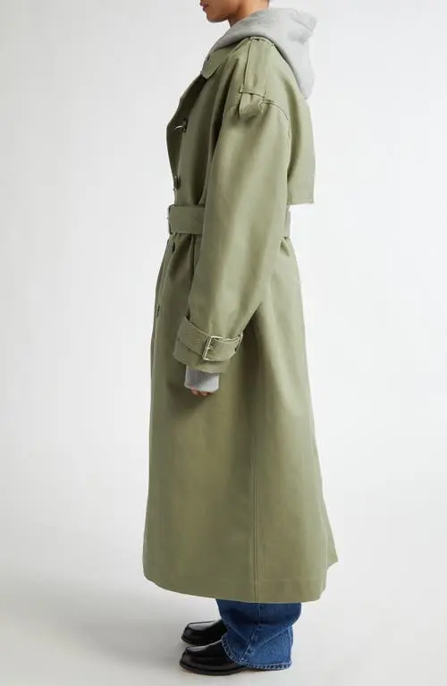 Meryll Rogge Hoodie Bib Belted Trench Coat In Olive Green - 55